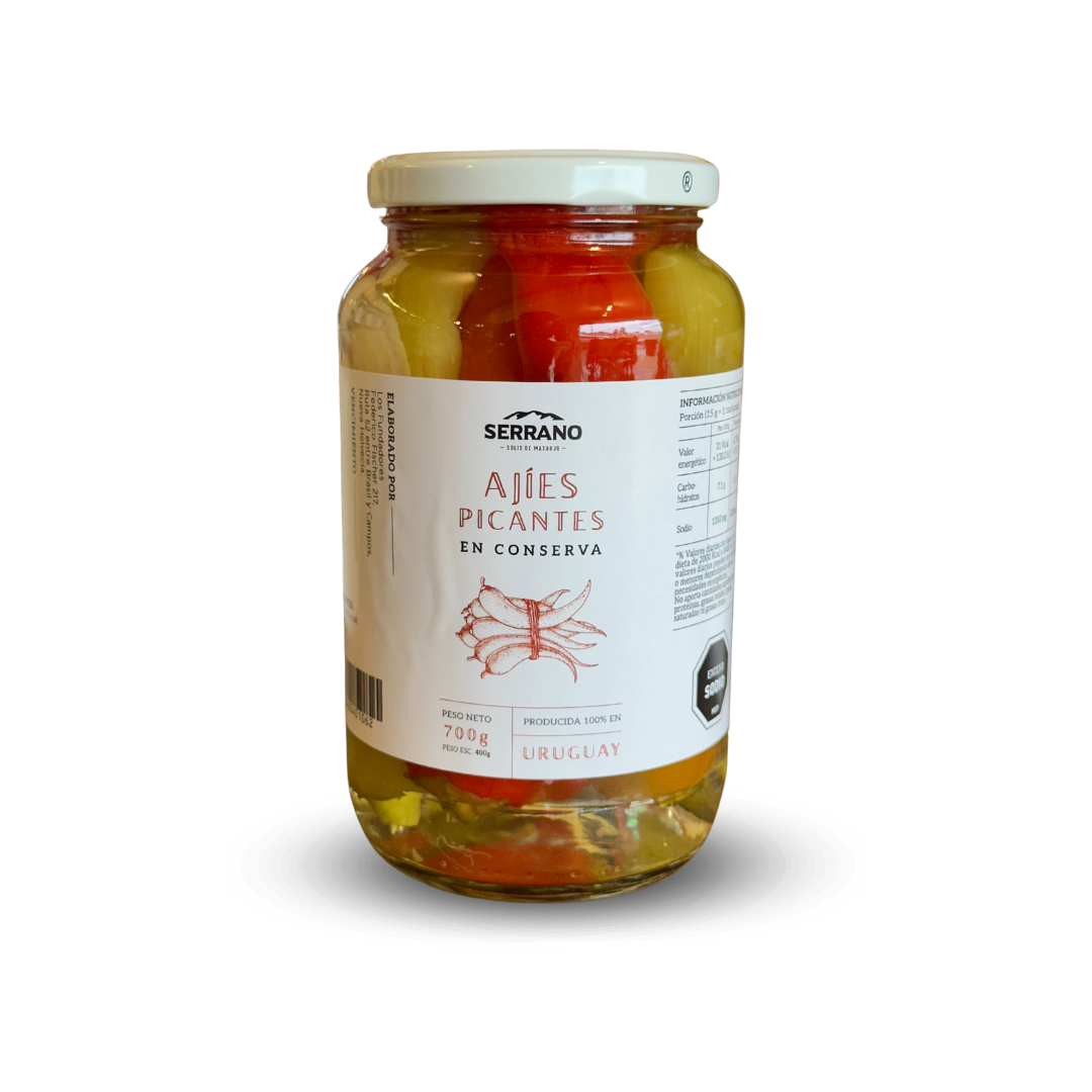 Ajíes 850g, artesanales, picantes o suaves – Serrano
